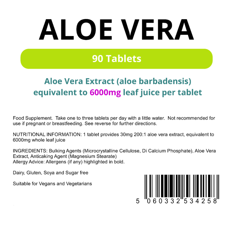 Aloe Vera Tablets - 6000mg (90 Tablets) | Zoom Health