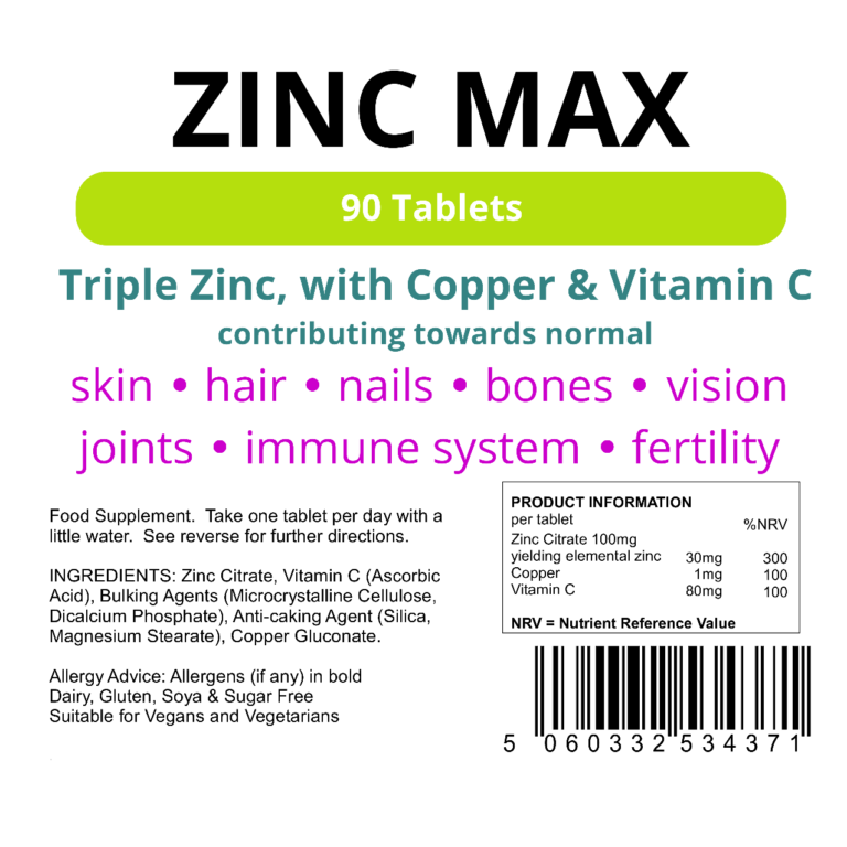Zinc Max Tablets - 30mg (90 Tablets) | Zoom Health