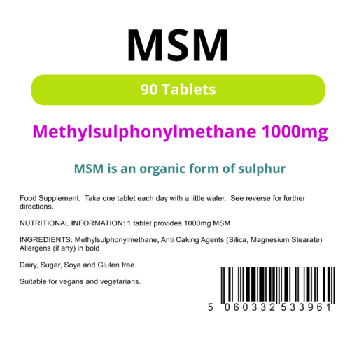 MSM (methylsulfonylmethane) 1000mg Tablets | Zoom Health